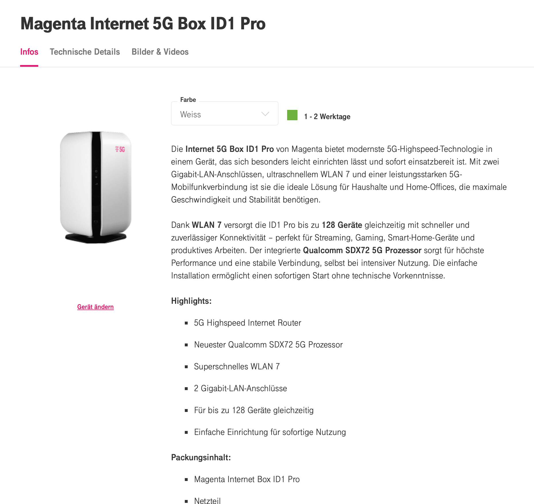 Magenta 5G Box ID1 Pro - neuer Router mit Qualcomm SDX72 | LTE-Forum ...