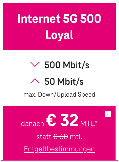 Magenta Internet 500 Loyal um 32/34 Euro | LTE-Forum Österreich